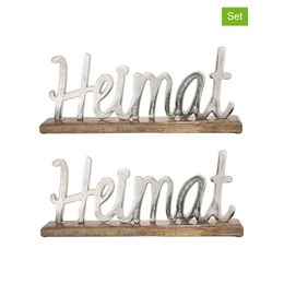 Gilde 2er-Set: Dekoaufsteller "Heimat" in Hellbraun/ Silber - (B)44 x (H)18 cm - 25% | Dekofiguren