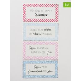 Boltze 4er-Set: Schild "Elena" in Hellblau/ Rosa/ Türkis - (B)40 x (H)20 cm - 65% | Wanddekoration