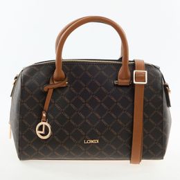 L.Credi Dunkelbraune Henkeltasche mit Logomuster
