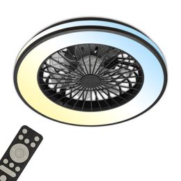 Brilo LED-Deckenleuchte mit Ventilator CCT schwarz Ø 48,5 cm