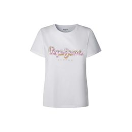 Pepe Jeans T-Shirt 'Becky' Damen Gr&ouml;&szlig;e M graphit / hellorange / rosa / wei&szlig;