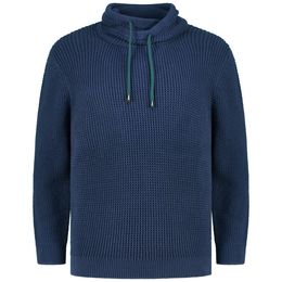 Große Größen Ragman Grobstrickpullover aus Baumwolle Farbe dunkelblau Größe: 5XL