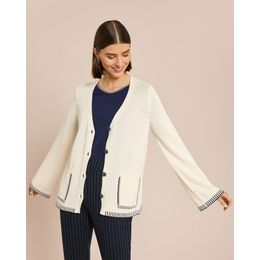 Fiora Blue Longcardigan mit aufgesetzten Taschen