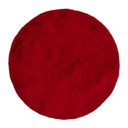 Teppich OCI DIE TEPPICHMARKE "ROCKY SOFT", rot, H:35mm Ø:160cm, Polyester, Teppiche, Kunstfell, weich, kuschelig, maschinell gewebt, waschbar