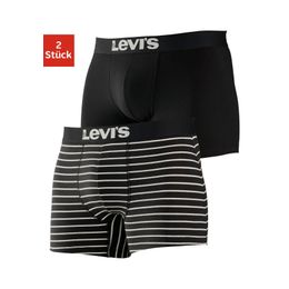 Levi's Boxer LEVI'S, Herren, Gr. L, schwarz (schwarz, gestreift), Obermaterial: 95% Baumwolle, 5% Elasthan, bedruckt, gestreift, unifarben, körpernah, Unterhosen, mit elastischem Levi's-Logo-Bund
