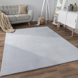 Teppich Paco Home "Sevilla 521", grau, B:60cm H:16mm L:100cm, Polyester, Teppiche, Kurzflor, Uni Farben, weich & kuschelig, Hoch-Tief Effekt, Wohnzimmer