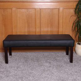 Sitzbank Polsterbank Bank M37 Kunstleder ~ 120x43x49 cm schwarz, dunkle Beine