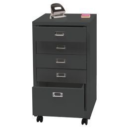 Rollcontainer HWC-L49, Schubladenschrank Stahlschrank Aktenschrank, Metall 75x40x41cm 5 Schubladen ~ dunkelgrau