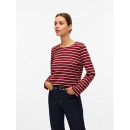 V&eacute;ro Moda Vero Moda Longsleeve in Beige/ Bordeaux - 60% | Gr&ouml;&szlig;e M | Damen-tops