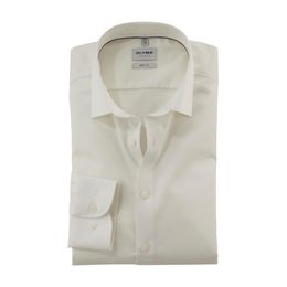 Businesshemd OLYMP "Level Five body fit", Herren, Gr. 38, N-Gr, beige (hellbeige), Web, Obermaterial: 97% Baumwolle, 3% Elastolefin, 2-Knopf-Manschette, Hemden, schlichtes Design