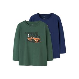 name it 2er-Set: Longsleeves "Vagno" in Dunkelblau/ Grün - 10% | Größe 104 | Kinder-longsleeves