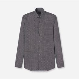 Langarmhemd OLYMP "No 6 six", Herren, Gr. 39, N-Gr, blau, Web, Obermaterial: 97% Baumwolle, 3% Elastolefin, sehr schmal, Manschette, Hemden, super slim, gemustert, Businesshemd, Modern Kentkragen