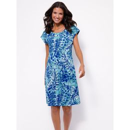 Sommerkleid "Sommerkleid", Damen, Gr. 36/38, Normalgr&ouml;&szlig;en, blau (royalblau, aquamarin, bedruckt), 100% Baumwolle, animal-print, gemustert, mehrfarbig, kurz, Rundhals, Kleider Sommerkleid