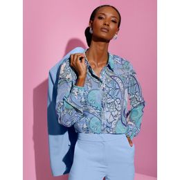CR&Eacute;ATION L Langarmbluse CREATION L, Damen, Gr. 38, blau (himmelblau, eisblau, bedruckt), 100% Polyester, gemustert, mehrfarbig, Blusen