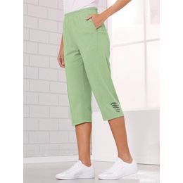 Caprihose, Damen, Gr. 46, Normalgr&ouml;&szlig;en, gr&uuml;n (eucalyptus), 100% Baumwolle, meliert, unifarben, knielang, Hosen Caprihose