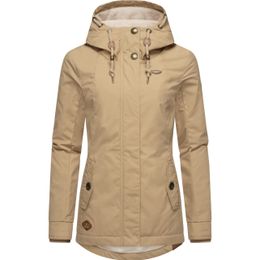 Winterjacke Ragwear "Monade", Damen, Gr. M (38), beige (dunkelbeige), Obermaterial: 65% Polyester, 35% Baumwolle; Futter: 100% Polyester; Wattierung 100% Polyester, figurbetont Po-bedeckend, verstellbar Rippstrickbündchen mit Druckknopf, Jacken, Damen Winterparka mit Kapuze und m. Fleece gefüttert, Topseller