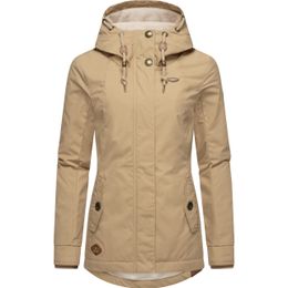 Winterjacke Ragwear "Monade", Damen, Gr. XXL (44), beige (dunkelbeige), Obermaterial: 65% Polyester, 35% Baumwolle; Futter: 100% Polyester; Wattierung 100% Polyester, figurbetont Po-bedeckend, verstellbar Rippstrickbündchen mit Druckknopf, Jacken, Damen Winterparka mit Kapuze und m. Fleece gefüttert, Topseller