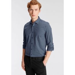 Langarmhemd OLYMP "Luxor 24/Seven modern fit Jerseyshirt", Herren, Gr. 44, N-Gr, blau (rauchblau), Jersey, Obermaterial: 92% Baumwolle, 8% Elasthan, Hemden, mit geruchshemmenden Materialeigenschaften