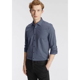 Langarmhemd OLYMP "Luxor 24/Seven modern fit Jerseyshirt", Herren, Gr. 46, N-Gr, blau (rauchblau), Jersey, Obermaterial: 92% Baumwolle, 8% Elasthan, Hemden, mit geruchshemmenden Materialeigenschaften