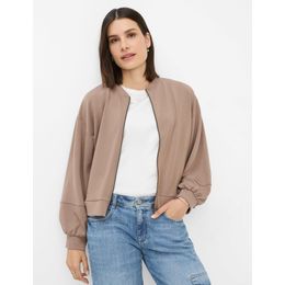 Funktions-Kapuzensweatjacke Brax "Style BECKY", Damen, Gr. 36, grau (taupe), 51% Viskose, 44% Polyester, 5% Elasthan, Sweatjacken