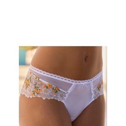 Stringpanty Lascana, Damen, Gr. 32/34, orange (weiß, orange), Spitze, Obermaterial: 70% Polyamid, 20% Polyester, 10% Elasthan, Unterhosen, aus zarter, floraler Stickereispitze und weichem Soft-Mesh