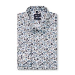 Langarmhemd OLYMP "Luxor modern fit", Herren, Gr. 40, N-Gr, weiß, Web, Obermaterial: 100% Baumwolle, normal, 2-Knopf-Manschette, Hemden, Modern Fit, Businesshemd, New-Kentkragen, gemustert