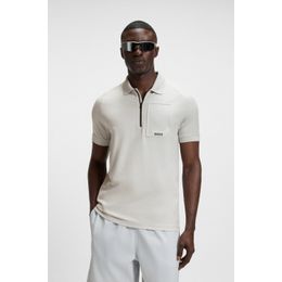 Poloshirt BOSS Green "Polo Urban Tech", Herren, Gr. L, grau (light, pastel grau054), Jersey, Obermaterial: 95% Baumwolle, 5% Elasthan, gestreift, regular fit h&uuml;ftlang, Rundhals, B&uuml;ndchen, Shirts, mit feuchtigkeitsableitenden und schnell trocknenden Eigenschaften