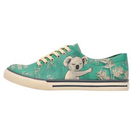 Sneaker DOGO "Classic Schn&uuml;rsneaker Koala Hug Damen Sneaker", Damen, Gr. 38, Normalschaft, blau (gr&uuml;n), Lederimitat, Schuhe Skaterschuh Sneaker low, Handgefertigt