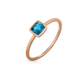 Fingerring OROLINO "585 Gold Ros&eacute;gold mit Blautopas (beh.)" Gr. 17, rot, Fingerringe, Damen, 054 (17,2), Gold, Fingerring