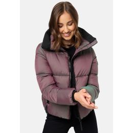 Steppjacke Navahoo "Sternschnüppchen", Damen, Gr. S (36), lila (aubergine), Obermaterial: 55% Nylon, 45% Polyester, Futter: 100% Polyester, Wattierung: 100% Polyester, Ärmelfutter: 100% Polyester, weit hüftlang, hoch geschlossener Ausschnitt, Ärmel ohne Ärmelschlitz Rippstrickbündchen, Jacken, Gesteppte Damen Winterjacke in Chrom-Optik