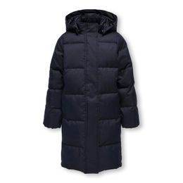 Steppmantel KIDS Only "KOGIRENE PUFFER COAT OTW NOOS", Mädchen, Gr. 146, blau (night sky), Web, Obermaterial: 100% Polyester, unifarben, normal knielang, Mäntel, mit seitlichen Druckknöpfen