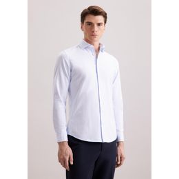 Businesshemd Seidensticker, Herren, Gr. L (41), normale &Auml;rmell&auml;ngen, blau, 100% Baumwolle, gestreift, slim fit, 2-Knopf-Manschette, Hemden, Slim 1/1 Kentkragen Gestreift