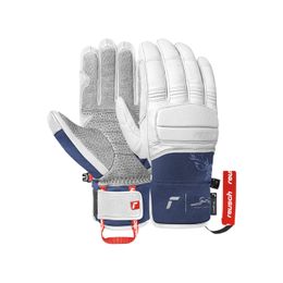 Skihandschuhe Reusch "Cyprien Sarrazin", Damen, Gr. 10, weiß, blau, 60% Polyester, 40% Ziegenleder, mehrfarbig, Handschuhe, Extra warm, winddicht, extra atmungsaktiv