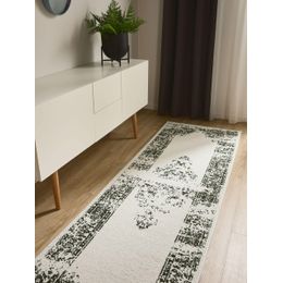 benuta Basic L&auml;ufer f&uuml;r Flur Sia Cream/Gr&uuml;n 80x240 cm
