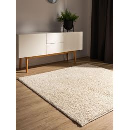 benuta Basic Waschbarer Hochflor Shaggyteppich Soho Cream 160x160 cm - Hochflor Teppich f&uuml;r Wohnzimmer
