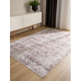 benuta Basic Waschbarer Teppich George Cream/Taupe 60x120 cm - Vintage-Stil Teppich im Used-Look