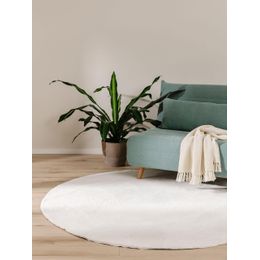 benuta Basic - Kunstfell-Teppich Furry Cream &oslash; 80 cm rund