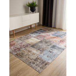 benuta Basic Waschbarer Teppich George Multicolor 60x120 cm - Vintage-Stil Teppich im Used-Look