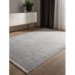 benuta Basic Baumwollteppich Ron Beige/Schwarz 60x120 cm - Moderner Kurzflor-Teppich f&uuml;r Wohnzimmer