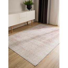 benuta Basic Waschbarer Teppich George Beige/Rosa 60x120 cm - Vintage-Stil Teppich im Used-Look