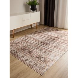 benuta Basic Waschbarer Teppich George Braun 60x120 cm - Vintage-Stil Teppich im Used-Look