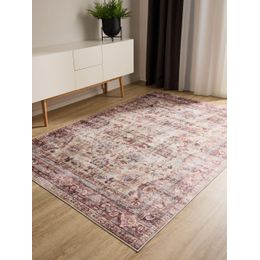 benuta Basic Waschbarer Teppich George Multicolor/Pink 60x120 cm - Vintage-Stil Teppich im Used-Look