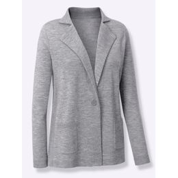 CREATION L PREMIUM Wit Damen Strickjacke mit 1-Knopf-Verschluss, steingrau-meliert, Gr&ouml;&szlig;e 38