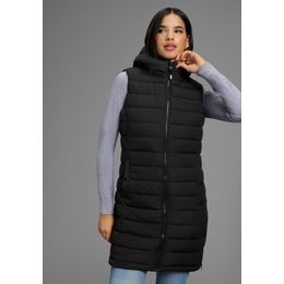 Longweste Kangaroos, Damen, Gr. 32, schwarz, Web, Obermaterial: 100% Polyester. Futter: 100% Polyester. Wattierung: 100% Polyester, unifarben, Casual, bequem hüftbedeckend, Westen, Wattiert, mit Reißverschluss-Schlitzen
