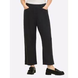 sheego Damen Culotte in Struktur-Optik, schwarz-gemustert, Größe 54