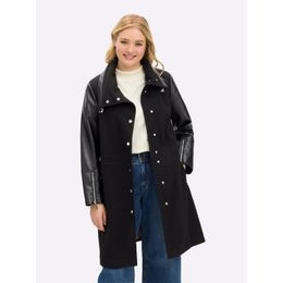 sheego by Joe Browns Damen Kurzmantel im Biker-Stil, Materialmix, schwarz, Größe 56