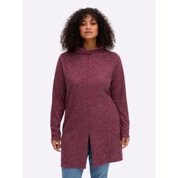sheego by Joe Browns Damen Longpullover mit hohem Schlitz vorn, bordeaux-meliert, Größe 52/54
