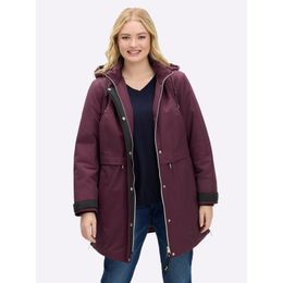 sheego Damen Kapuzenjacke mit Kontrastdetails, burgund, Gr&ouml;&szlig;e 48