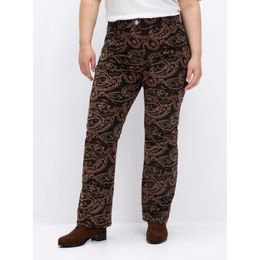 sheego by Joe Browns Damen Samthose mit Paisley-Print, in Bootcut-Form, braun-bedruckt, Größe 58