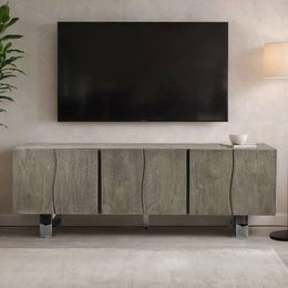 Pharao24.de TV Sideboard Lowboard aus Massivholz in Grau